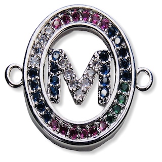 DIJE LETRA M MULTICOLOR 12MM | D´OPALS