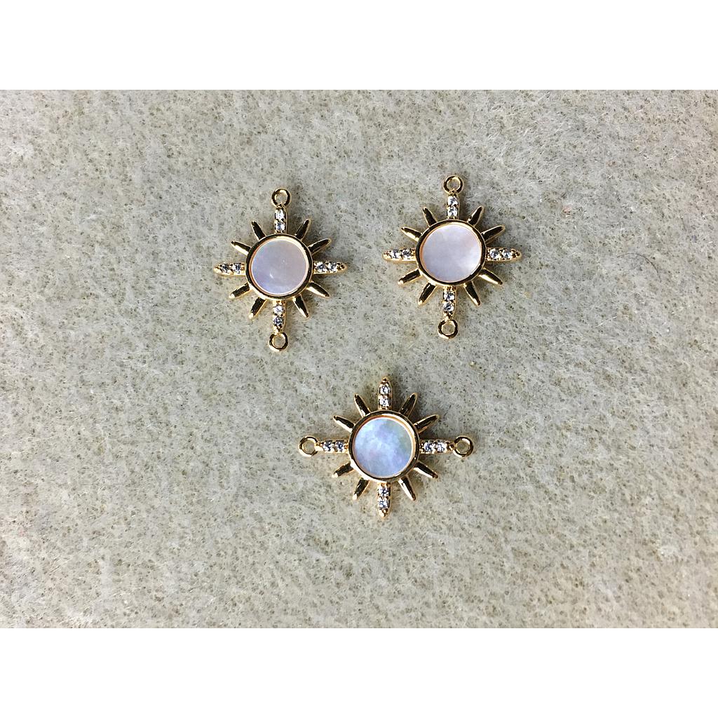 DIJE SOL 14MM CONCHA Y ELECTROENCHAPADO | D´OPALS