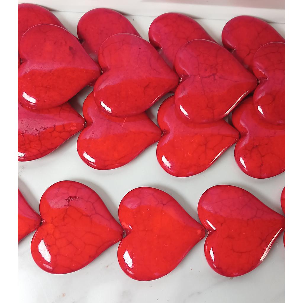 PIEDRA TURQUESA ROJA DE CORAZON 45MM | D´OPALS